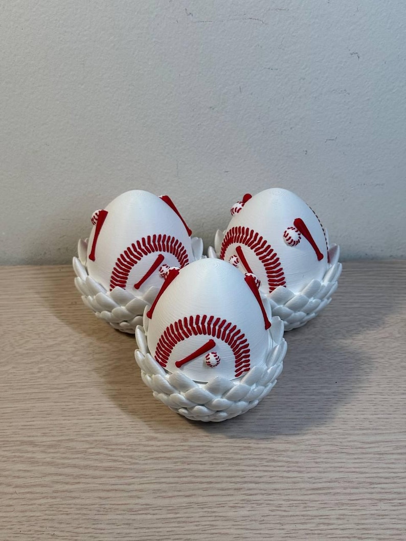 Baseball Dragon Egg, 3D Printed Articulated Dragon, Baseball Team Gift ...