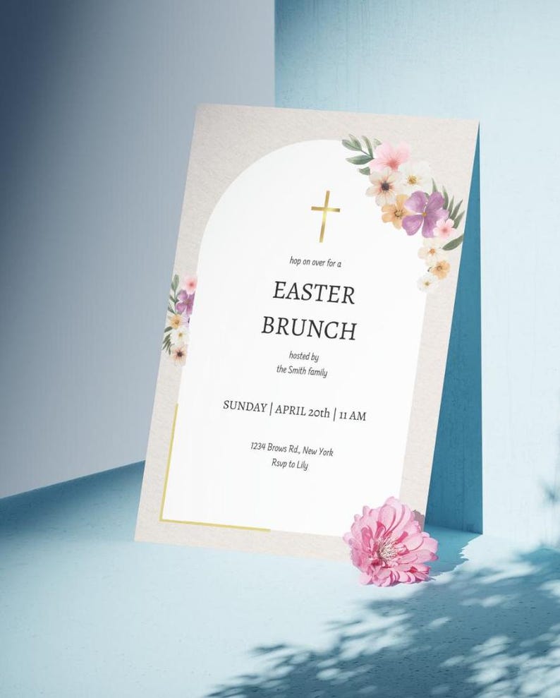 Editable Easter Christian Invitation | Easter Sunday Invite | Modern ...