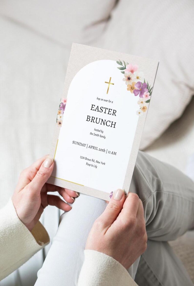 Editable Easter Christian Invitation | Easter Sunday Invite | Modern ...