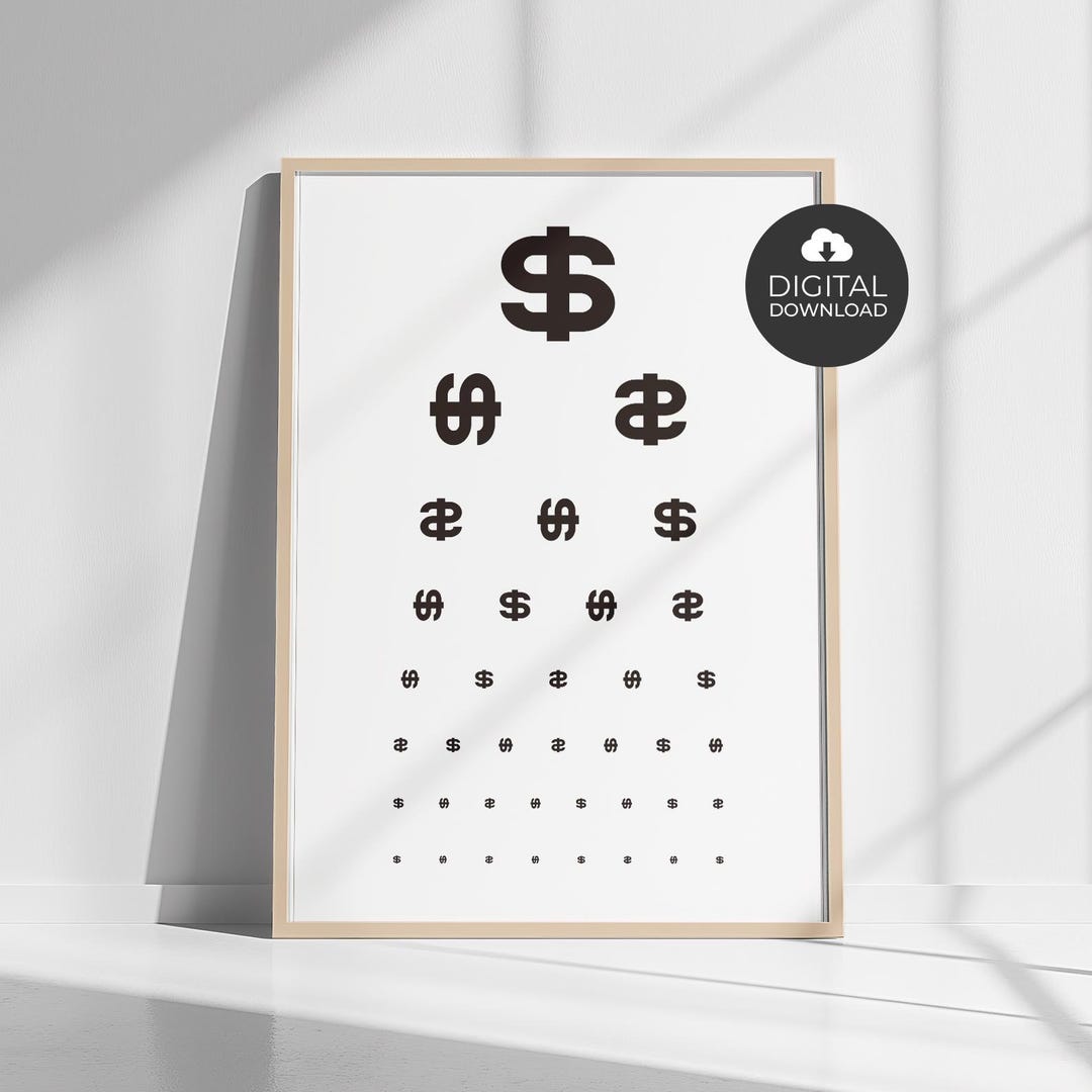 Dollar Sign Eye Chart Art | Workplace Humor (digital Download ...