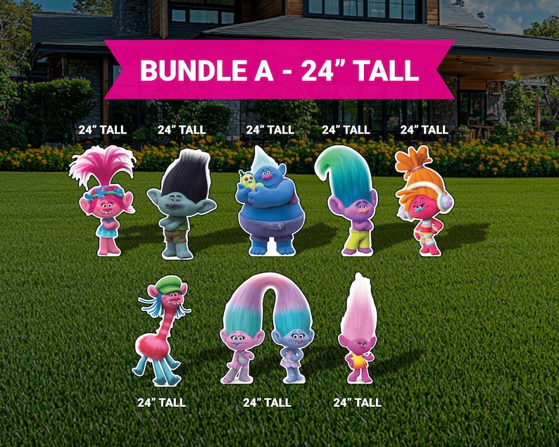 Trolls Cutout Event Decor, Yard Sign, Lawn Sign, Center Piece, Party ...