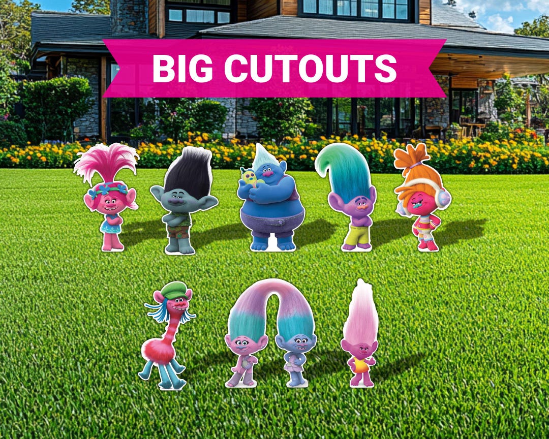 Trolls Cutout Event Decor, Yard Sign, Lawn Sign, Center Piece, Party ...