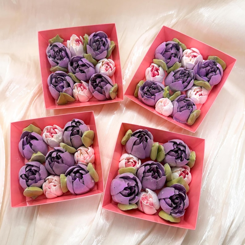 Set of 4 Marshmallow Flower Boxes | Zefir Tulips | Edible Flowers Gift ...