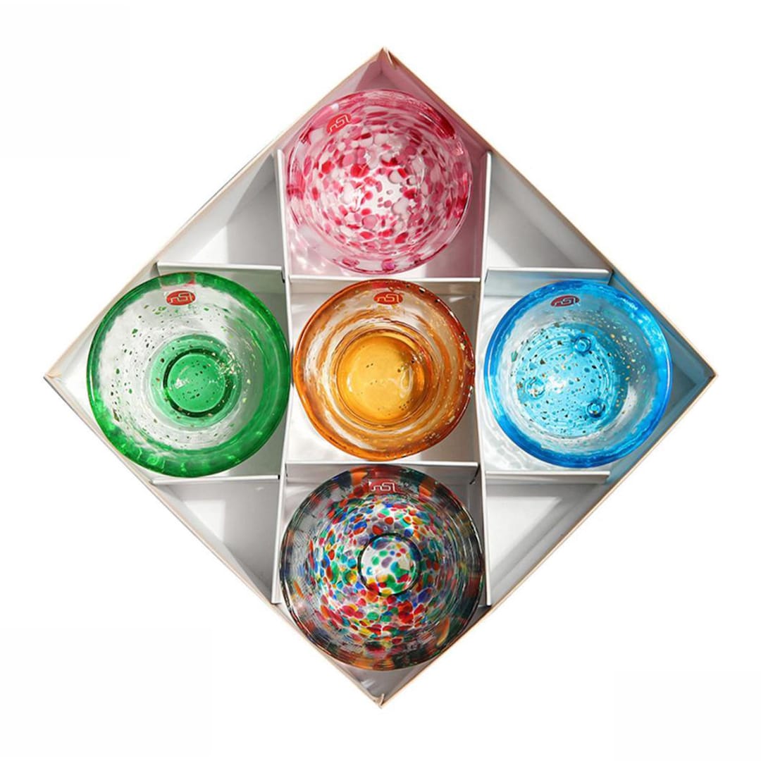 Tsugaru Vidro Handcrafted Sake Glass Set, 5 Elegant Hues Great for Cold ...