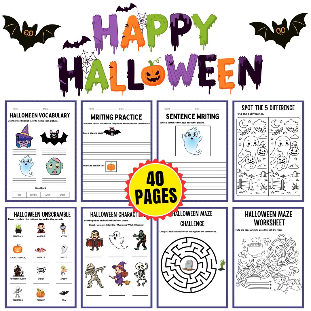 Halloween Activity Workbook for Kindergarten | Fun Worksheets for Early ...