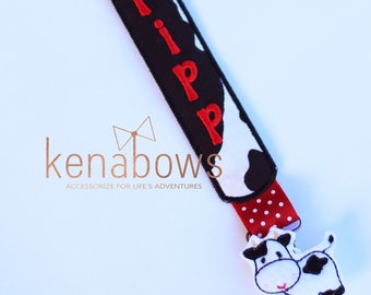 Girl Cow Pacifier Clip: Farm Animal, Baby Girl, Personalized Binky ...