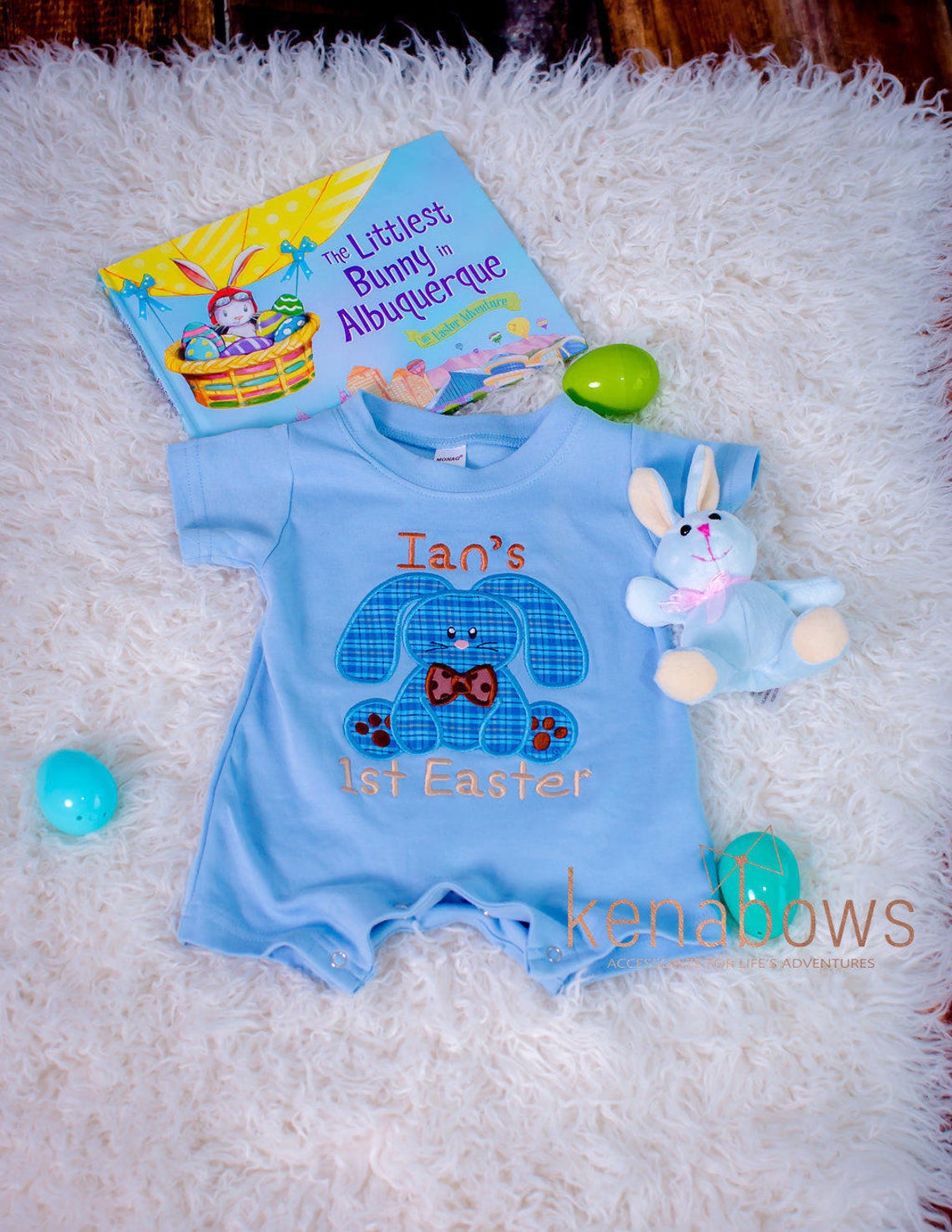 First Easter Embroidered Romper, Personalized 1st Easter, Baby Blue ...