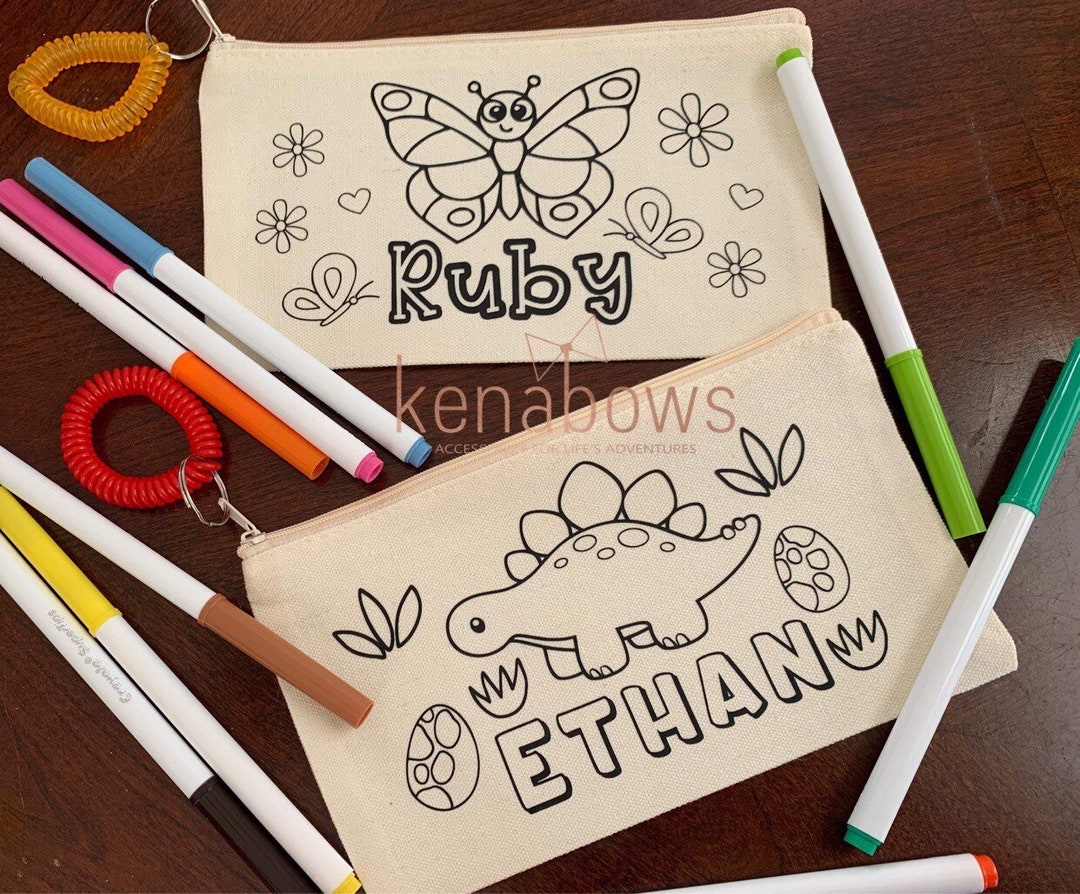 Pencil Pouch, Color Your Own,personalized, DIY Zipper Bag, Party Favor ...