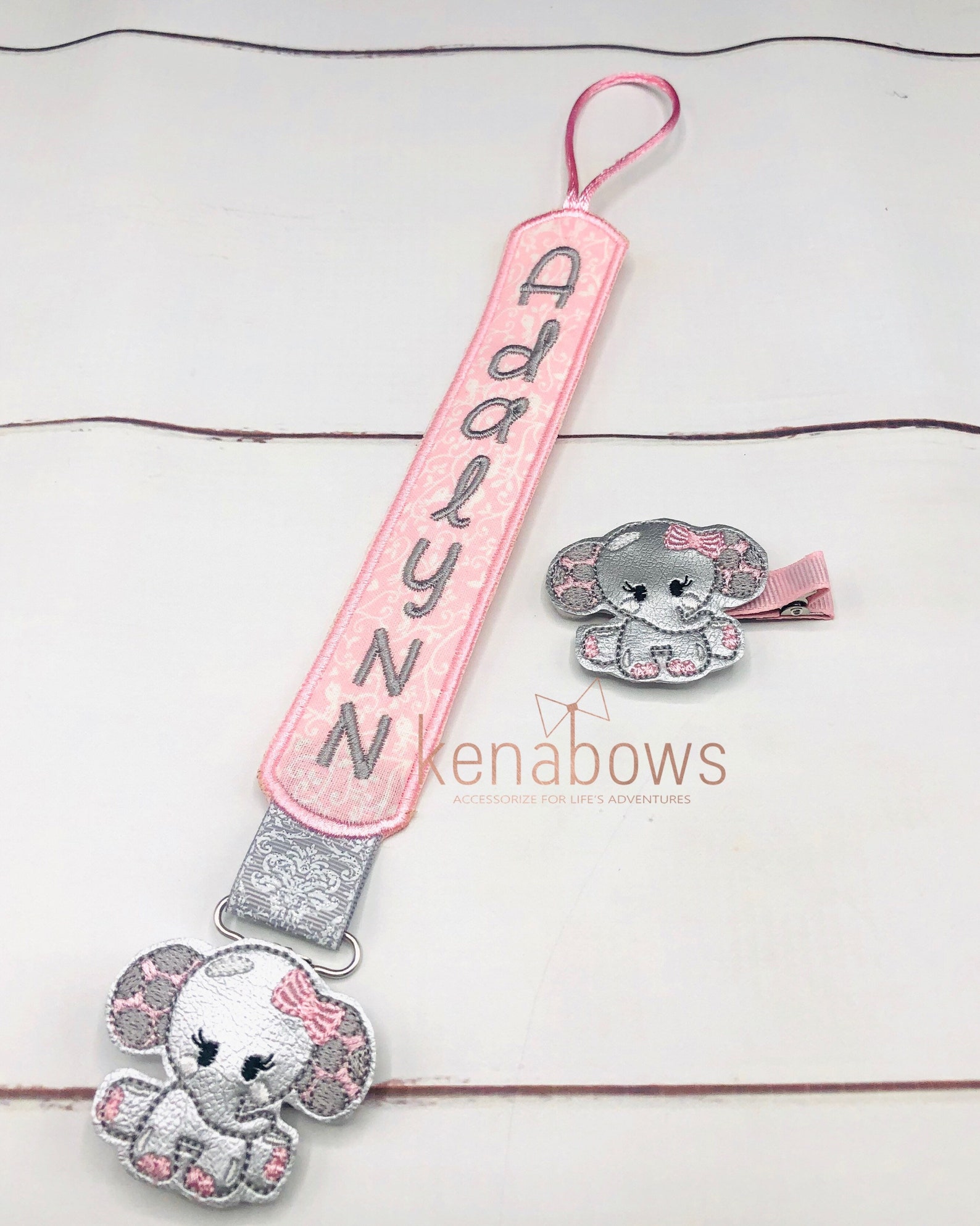 Pink Elephant Pacifier Clip Hair Clip Personalized Binky - Etsy