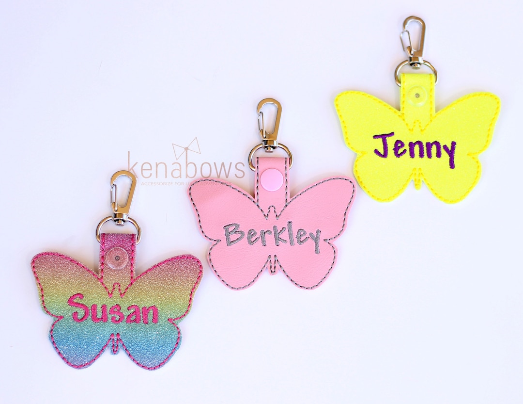 Butterfly Bag Tag, Party Favor, Personalized School Backpack Tag ...