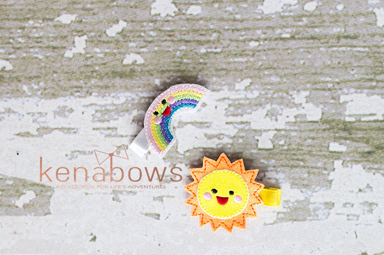 Rainbow, Sun, Cloud, Moon Felt Embroidered Hair Clip - Glitter Hair ...