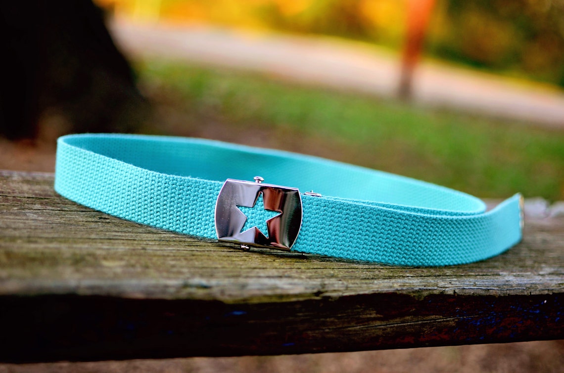 Aqua Belt Silver Star Buckle Belt Turquoise Blue Child Belt - Etsy