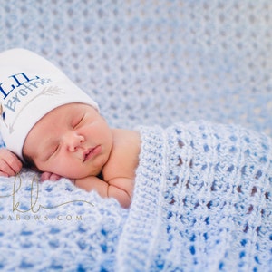 Little Brother Baby Hat, New Baby Boy Hat, Silver Arrow, Feather, White ...
