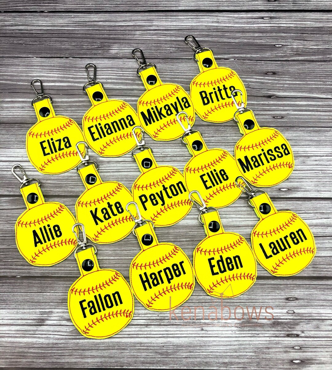 Softball Personalized Name Tag, School Backpack Tag, Snap Tab, Sports ...