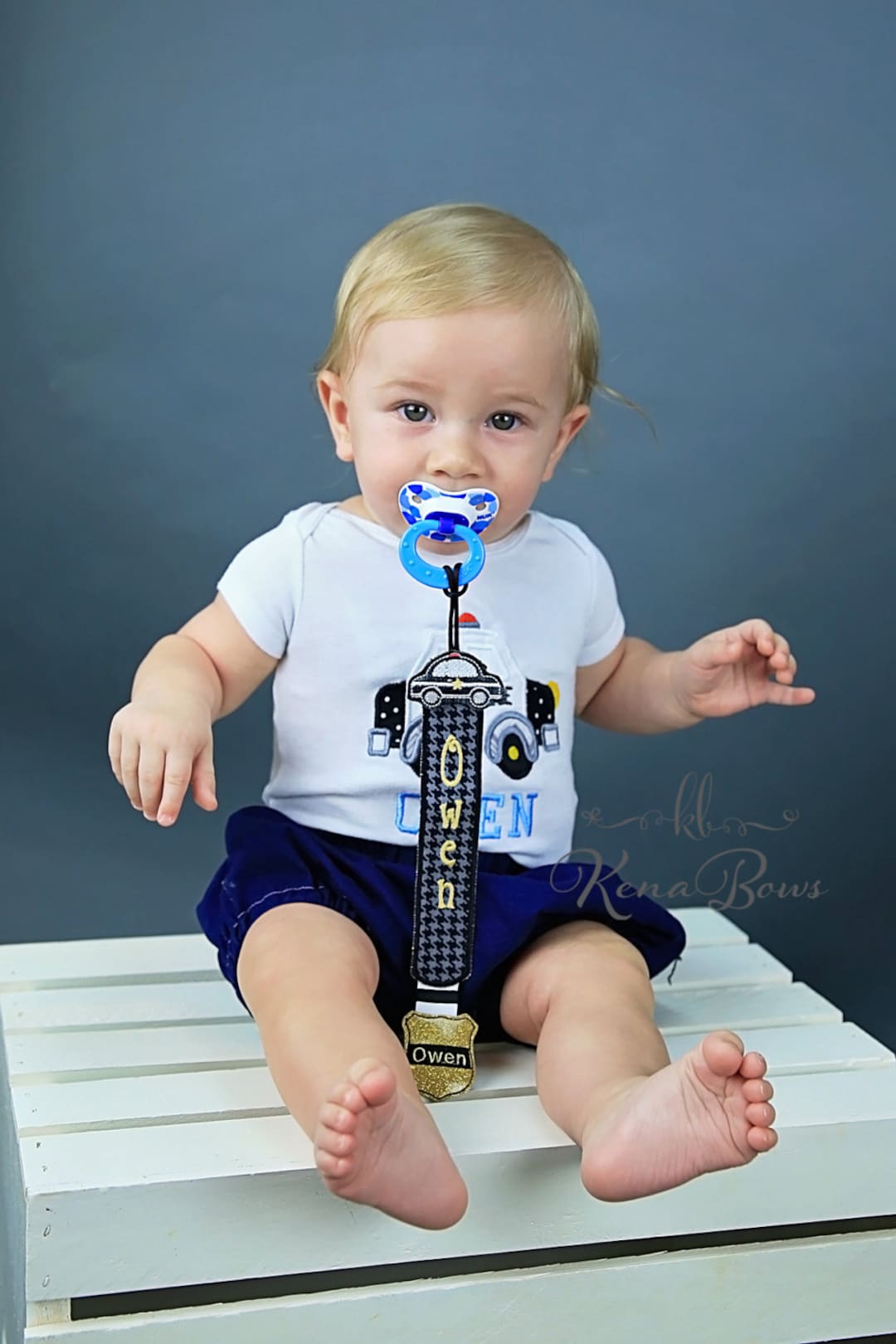 Police Pacifier Clip: Personalized Badge Binky Holder, Baby Boy, Baby ...
