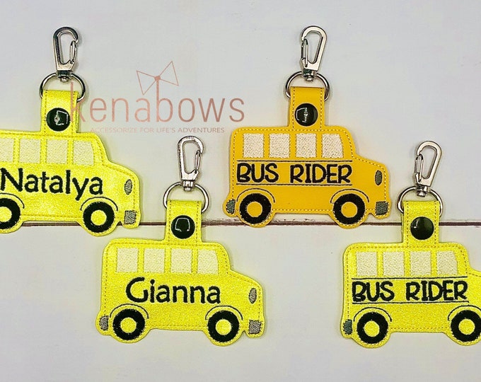 Bus Rider Bag Tag, School Bus, Yellow, Glitter, School Backpack Tag ...