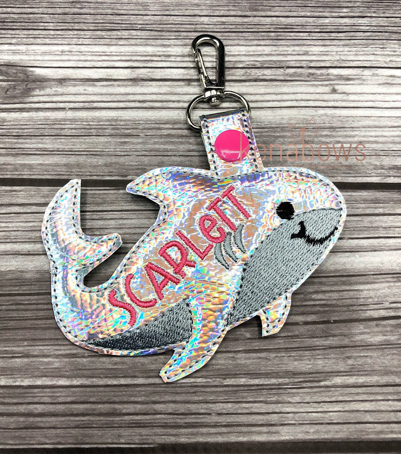 Shark Personalized Name Tag, School Backpack Tag, Blue Shark Snap Tab ...