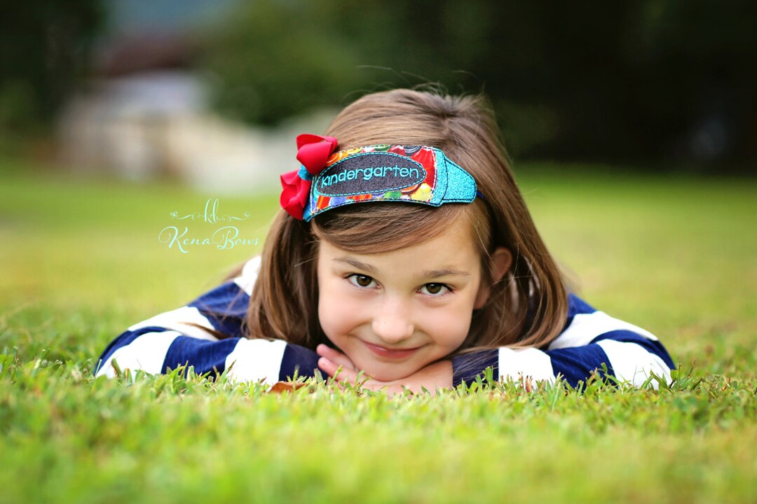 School Headband: Embroidered Crayon Headband, Pre-k, Preschool ...