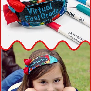 School Headband: Embroidered Crayon Headband, Pre-k, Preschool ...