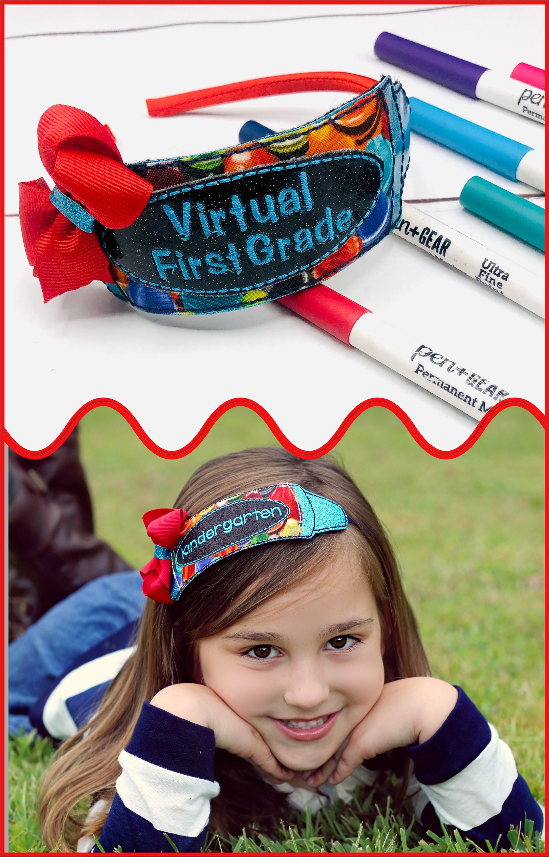 School Headband: Embroidered Crayon Headband, Pre-k, Preschool ...