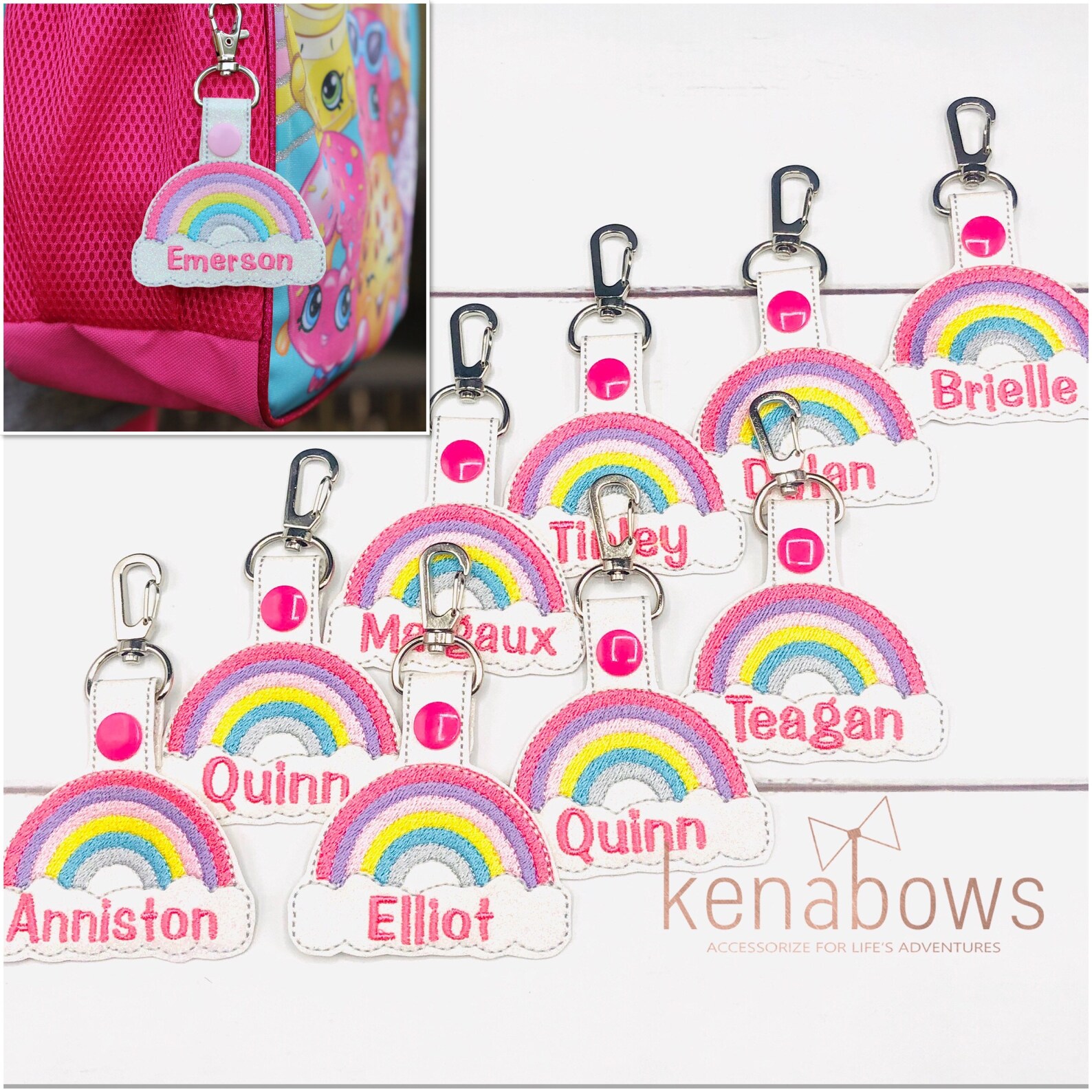 Bag Tag Personalized Name Rainbow School Backpack Tag Key - Etsy