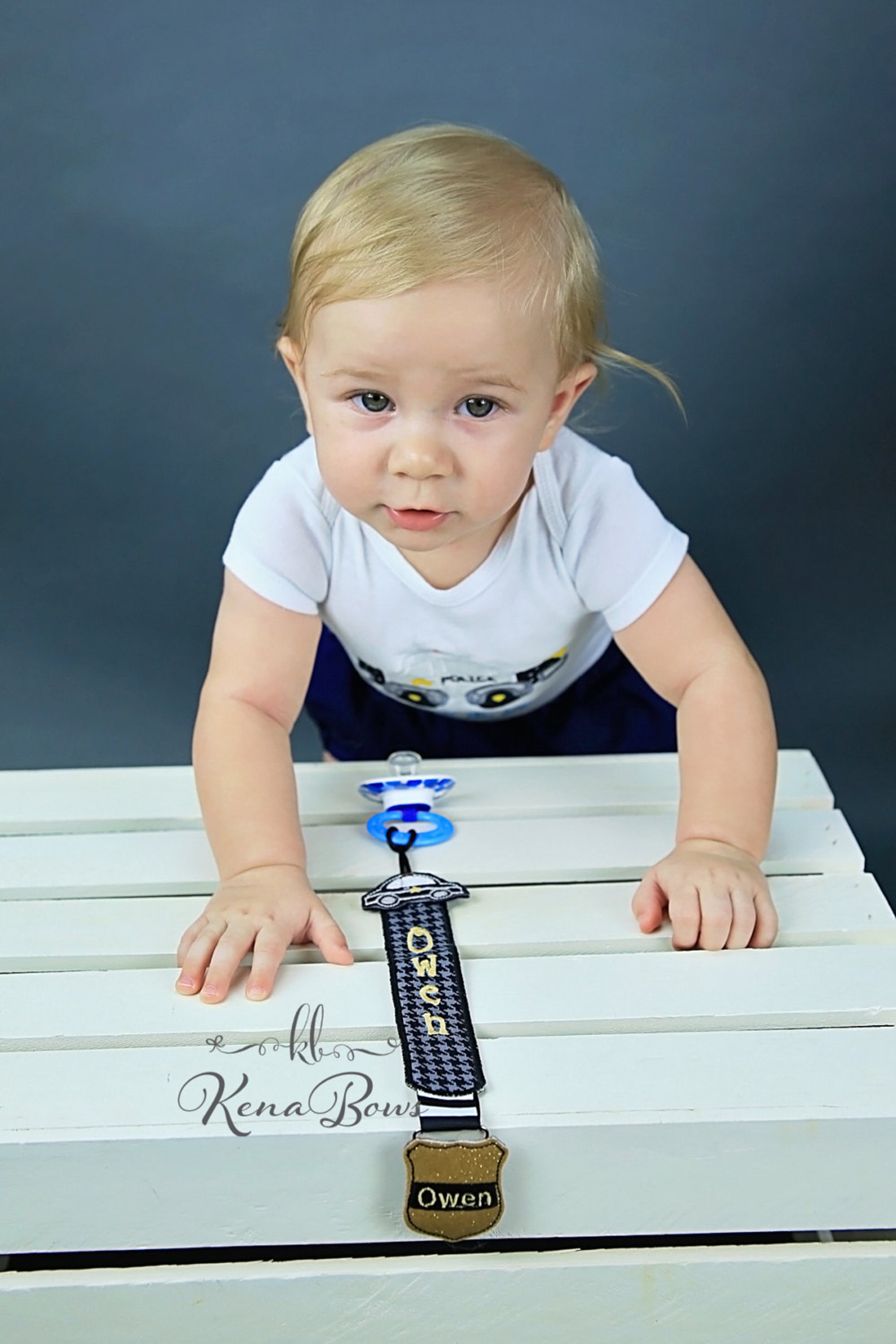 Police Pacifier Clip: Personalized Badge Binky Holder, Baby Boy, Baby ...