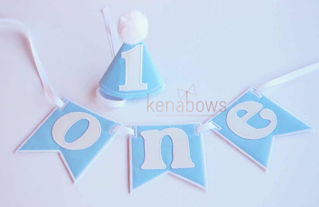 1st Birthday Banner, Baby Boy First Birthday, Blue, White, 1st Birthday ...