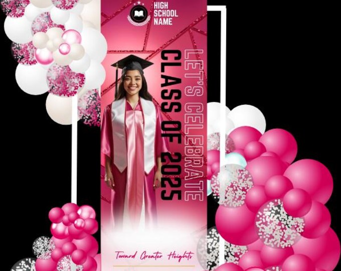Editable Graduation Party Banner Template | Class of 2025 (canva, 3x6ft ...