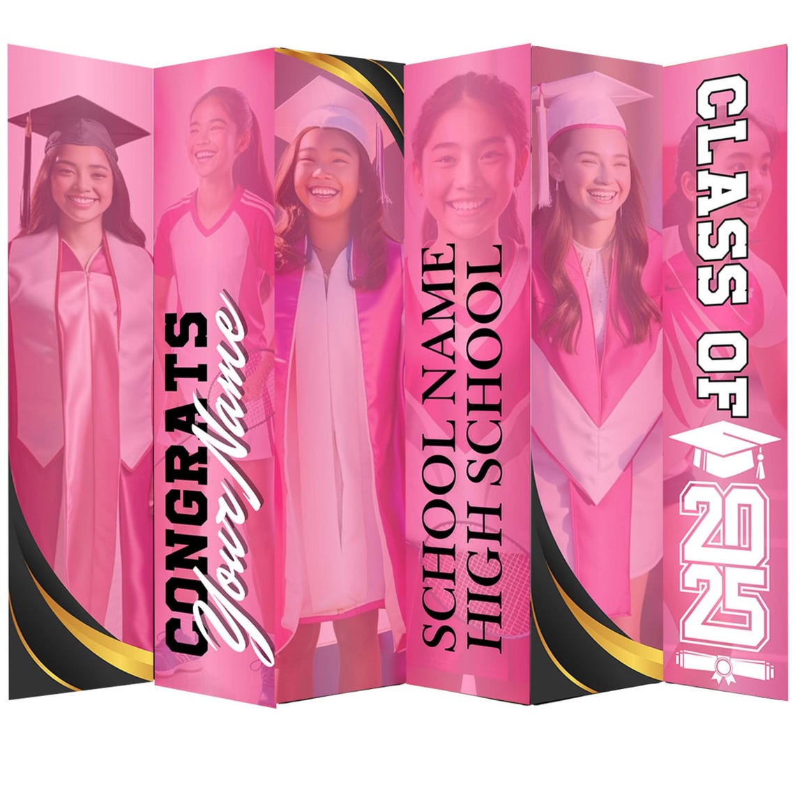 Editable 2025 Graduation Accordion Backdrop Canva Template | Luxury ...