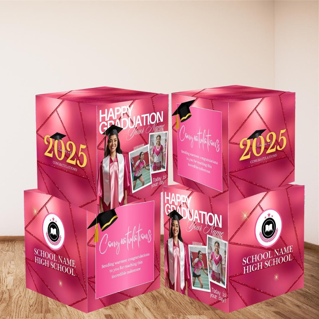 Editable Graduation Cube Box Template | Canva Printable (PDF) - Etsy