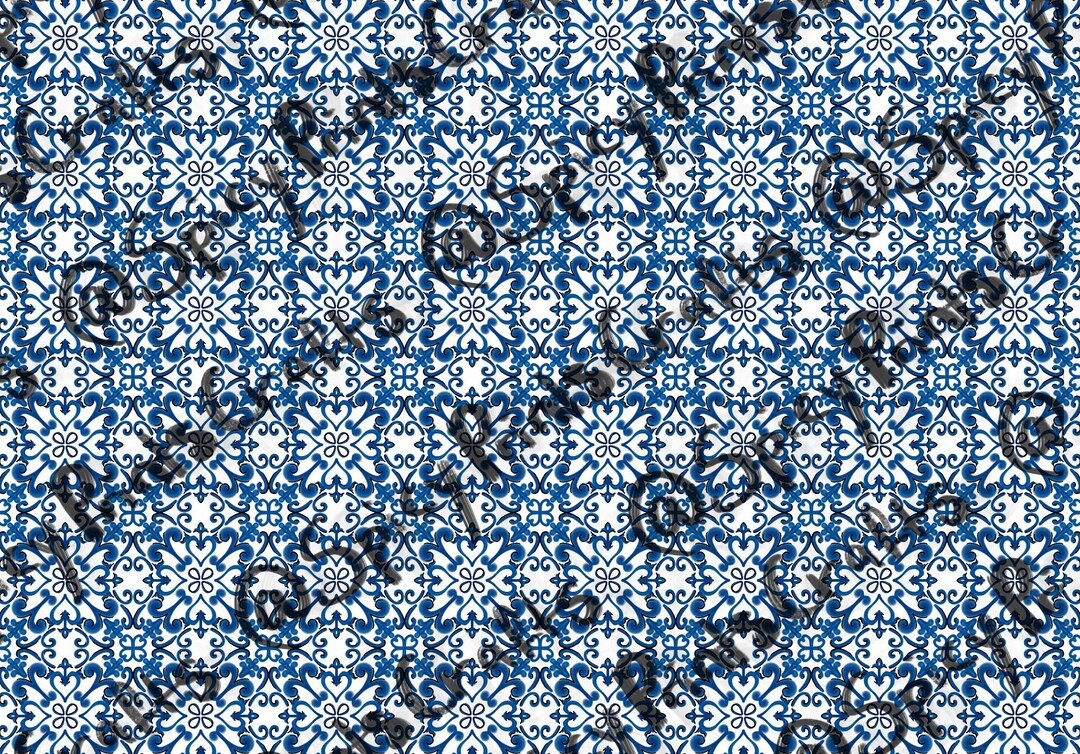 Printable Blue Tile Pattern - Etsy