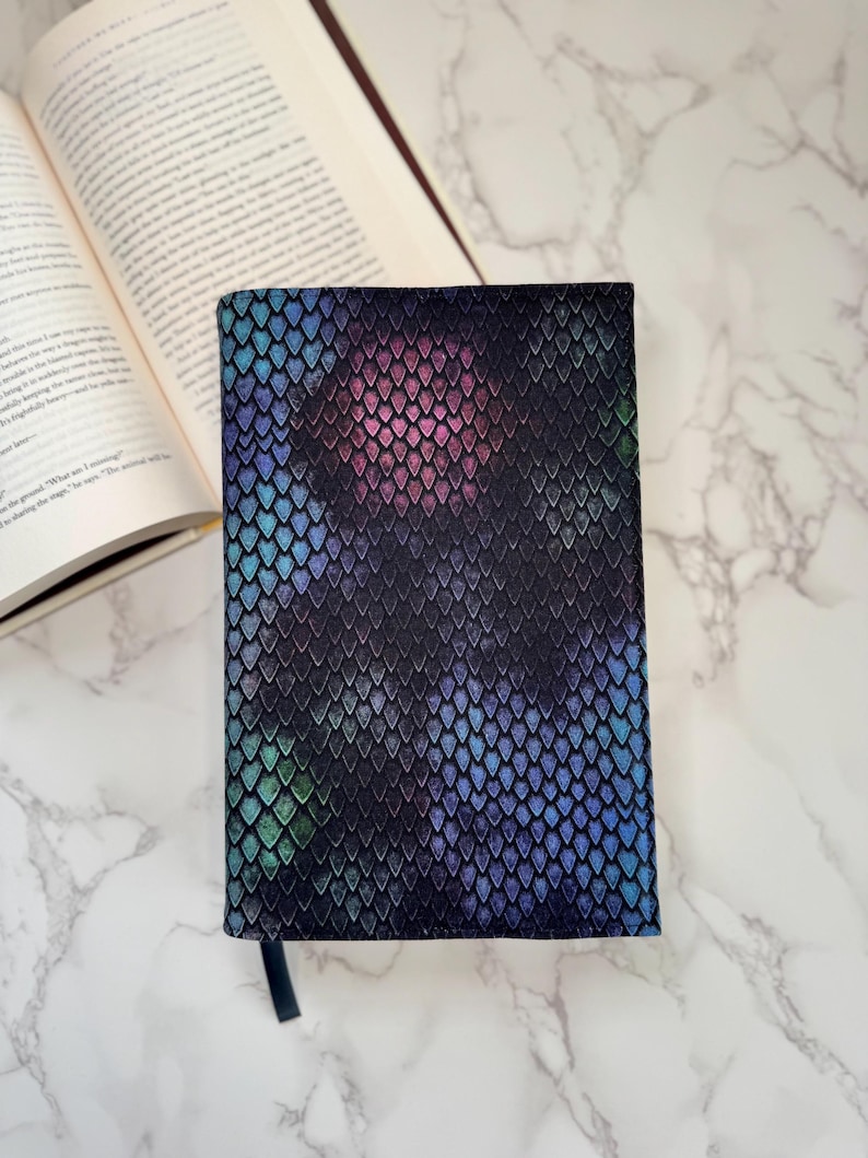 Dragon Scales Book Cover: Colorful Cotton Fabric, Adjustable Book ...