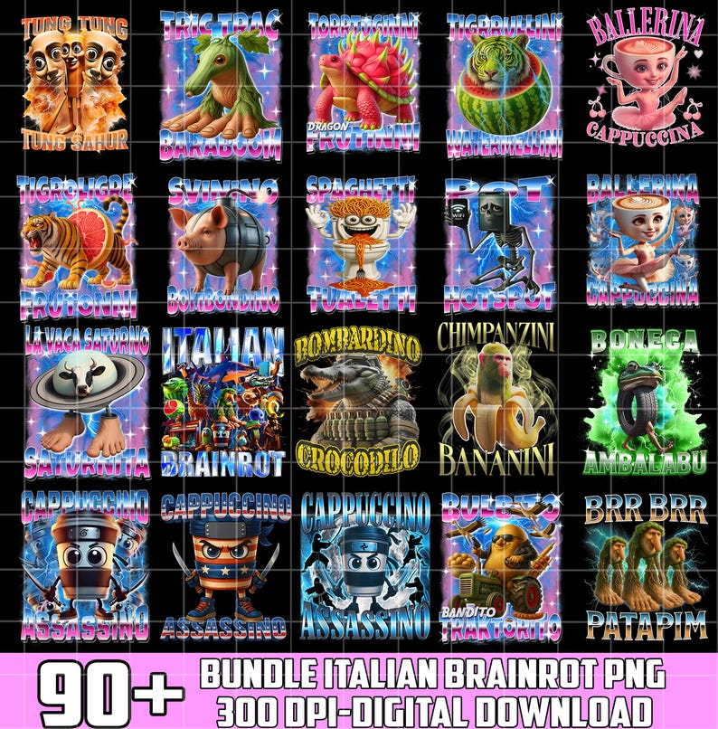 Italian Brainrot Png Bundle, Shirt Designs (digital Download) - Etsy