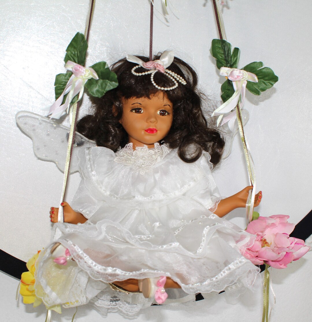 Porcelain African American Angel on a Swing 16 112 AHSWHELLA - Etsy