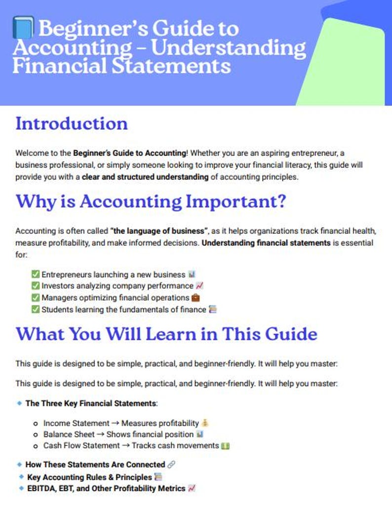 Guide to Accounting–understanding Financial Statement - Etsy