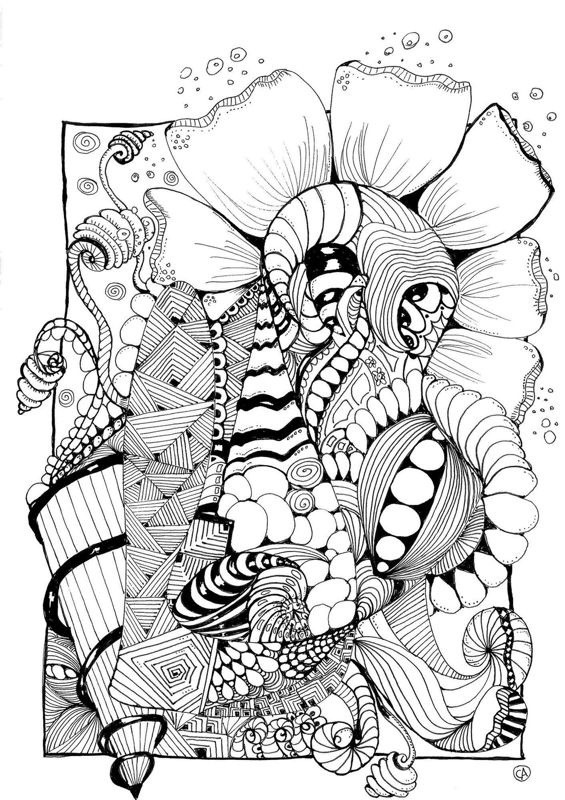 10 Doodle Zentangle Colouring Pages | Printable Adult & Kids Colouring ...