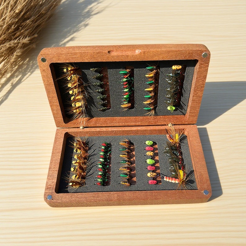 Personalized Wooden Fly Fishing Box, Laser Engraved Jig Box, Fishing ...