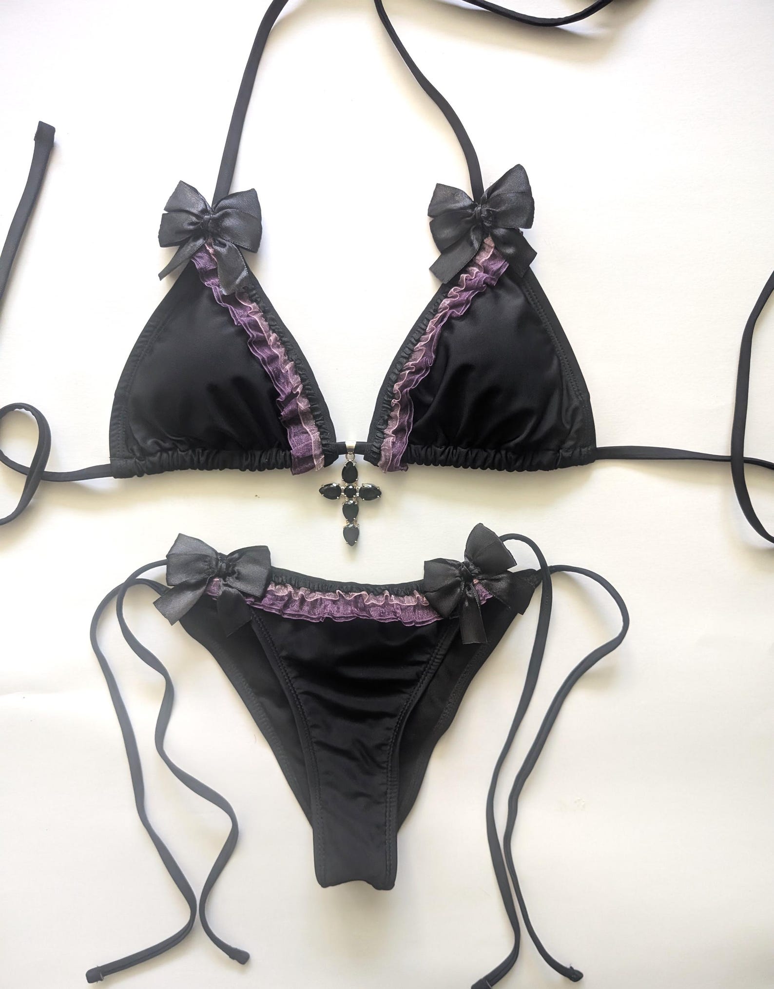 VAMPIRE GOTH BIKINI Scrunch Bottom Brazilian Bikini Black Purple ...