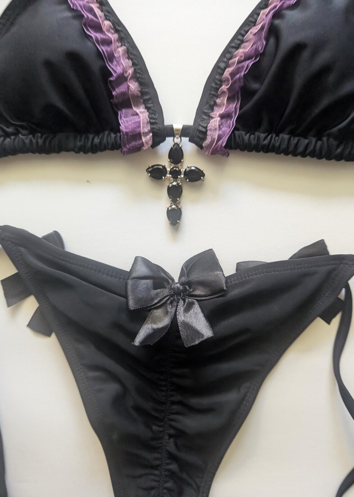 VAMPIRE GOTH BIKINI Scrunch Bottom Brazilian Bikini Black Purple ...