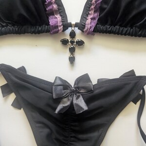 VAMPIRE GOTH BIKINI Scrunch Bottom Brazilian Bikini Black Purple ...