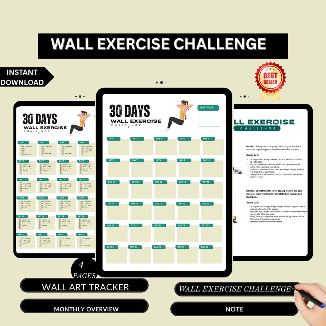 30 Day Wall Exercise Challenge | Printable Home Workout Planner ...