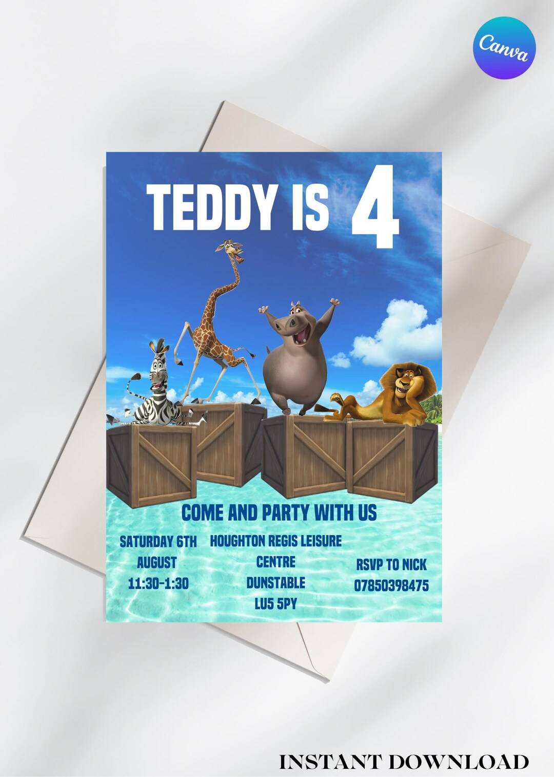 Editable Madagascar Birthday Invitation | Printable Madagascar Movie ...