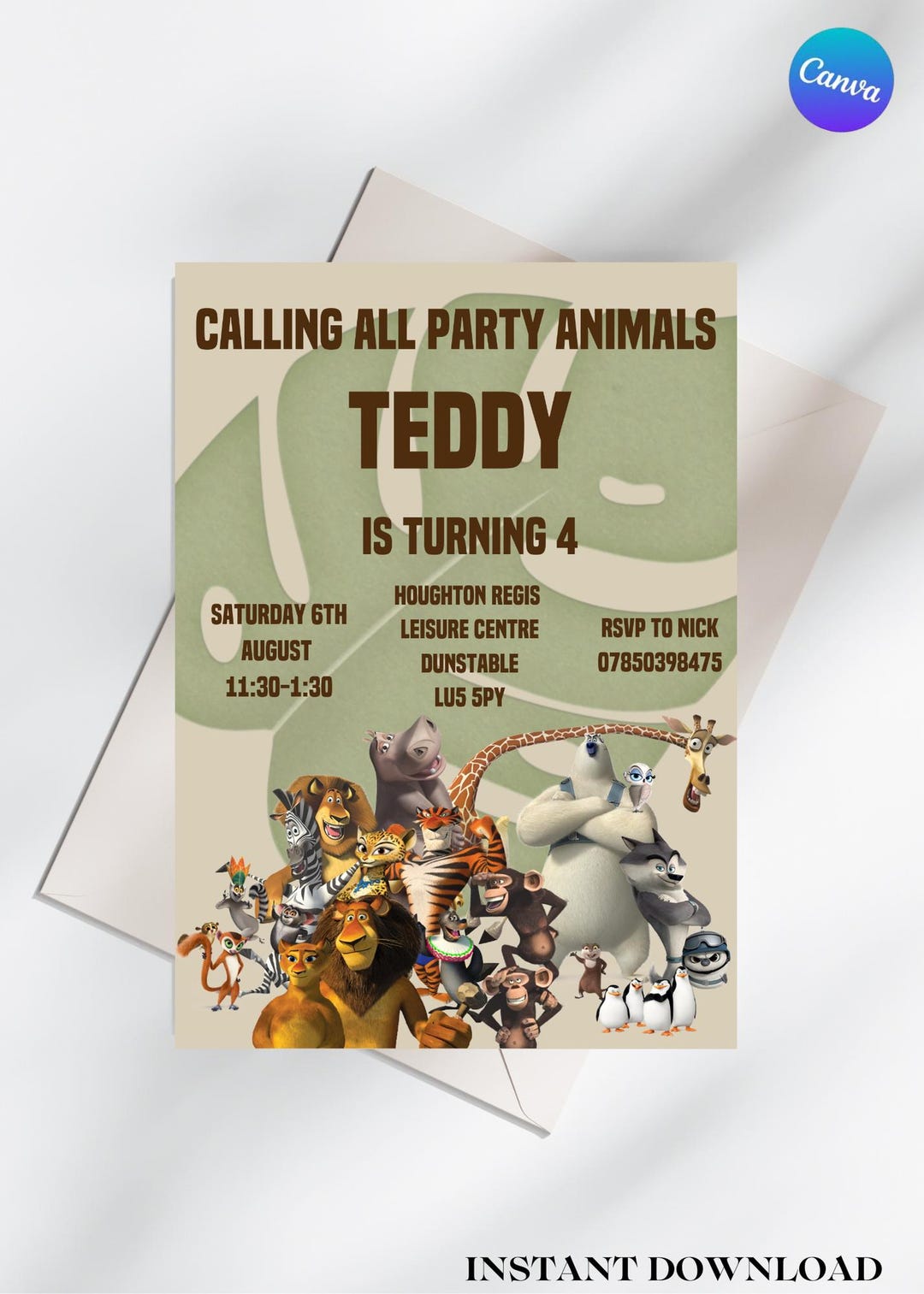 Editable Madagascar Birthday Invitation | Printable Madagascar Movie ...