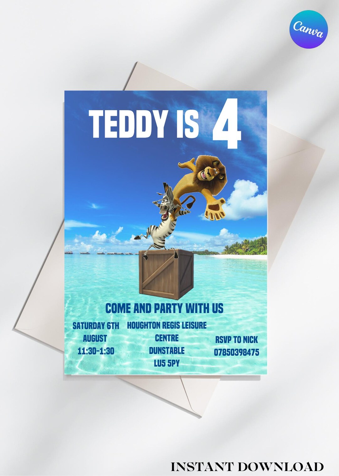 Editable Madagascar Birthday Invitation | Printable Madagascar Movie ...
