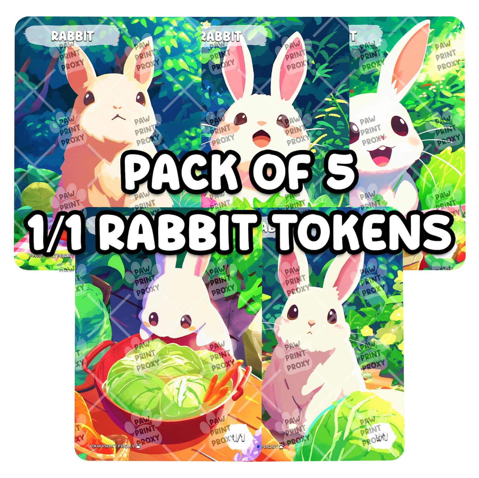 5x - 1/1 Rabbit Tokens for MTG - Etsy