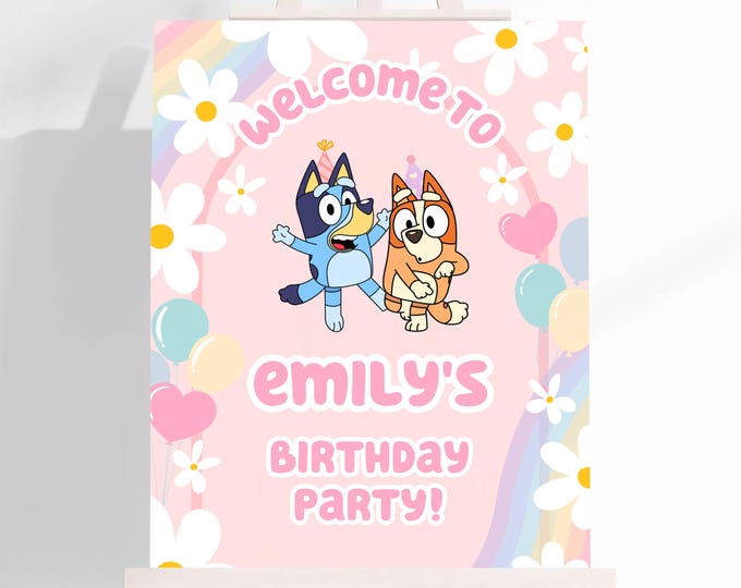 Bluey Birthday Banner – bluey Custom Birthday Banner – bluey Pastel ...