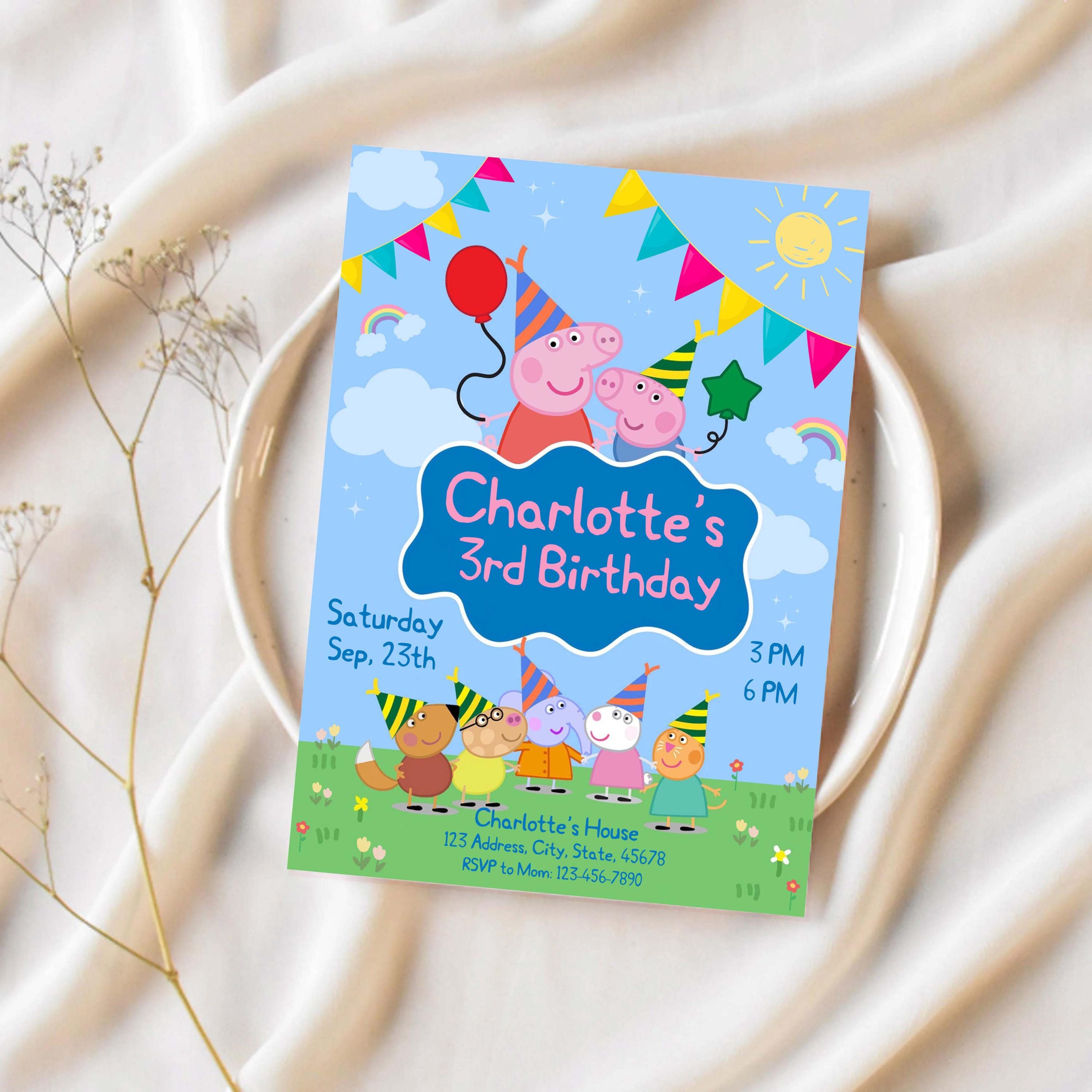 Peppa Pig Birthday Invitation, Peppa Pig and Friends Birthday ...