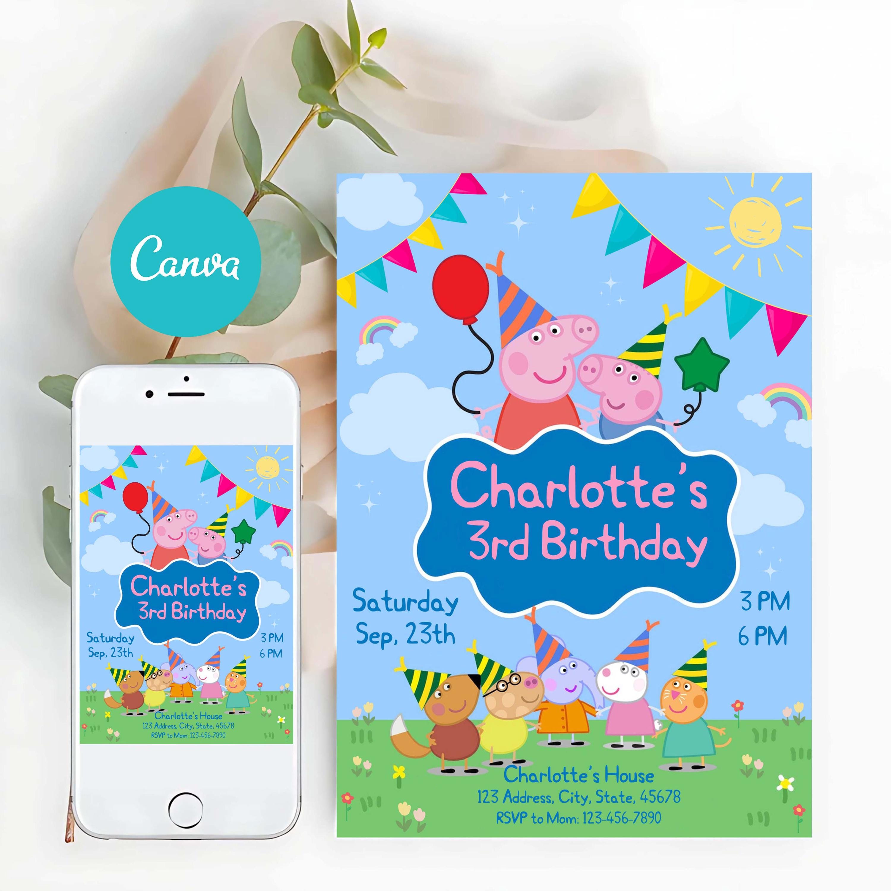 Peppa Pig Birthday Invitation, Peppa Pig and Friends Birthday ...