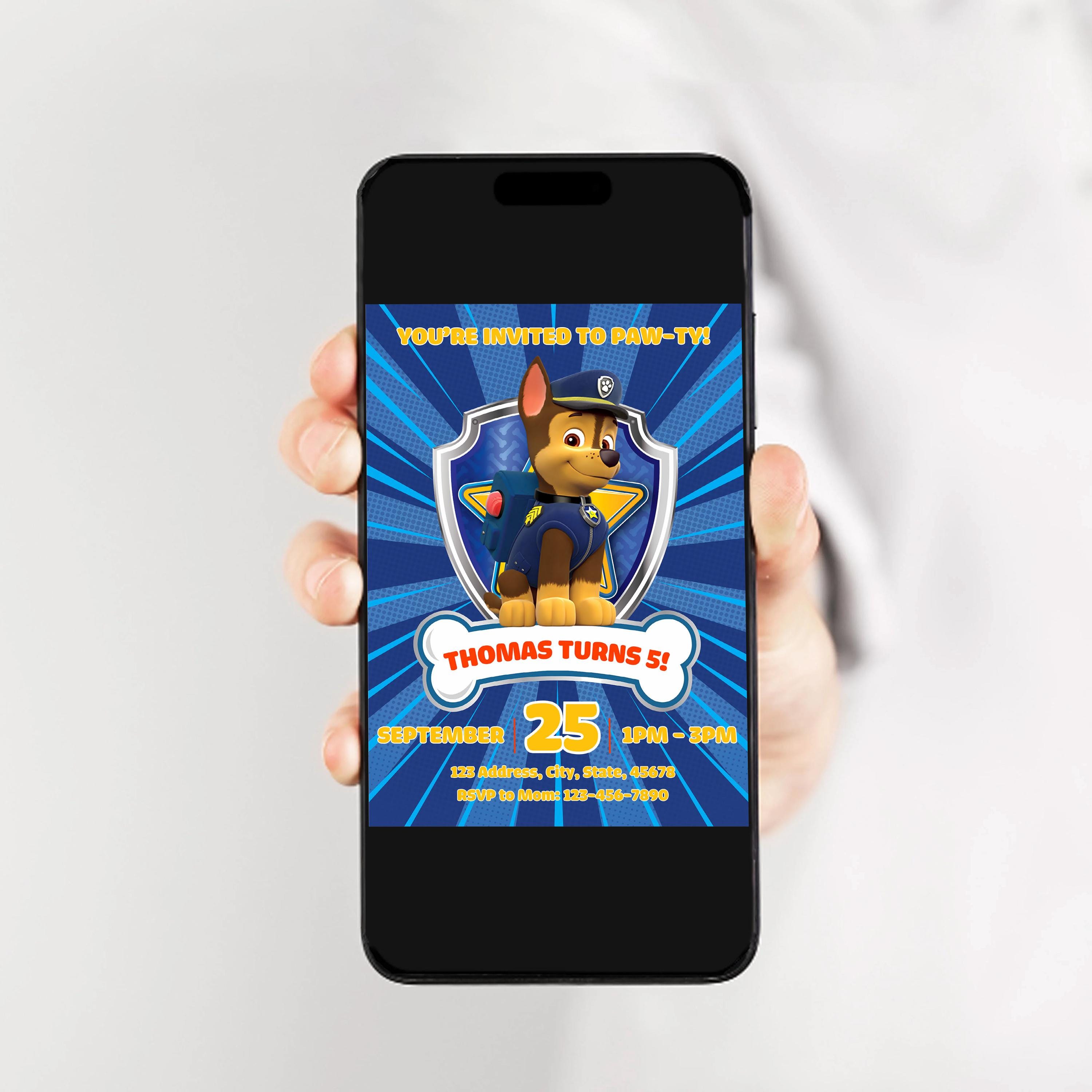 Chase Patrol Birthday Invitation, Paw Patrol Birthday Invitation ...