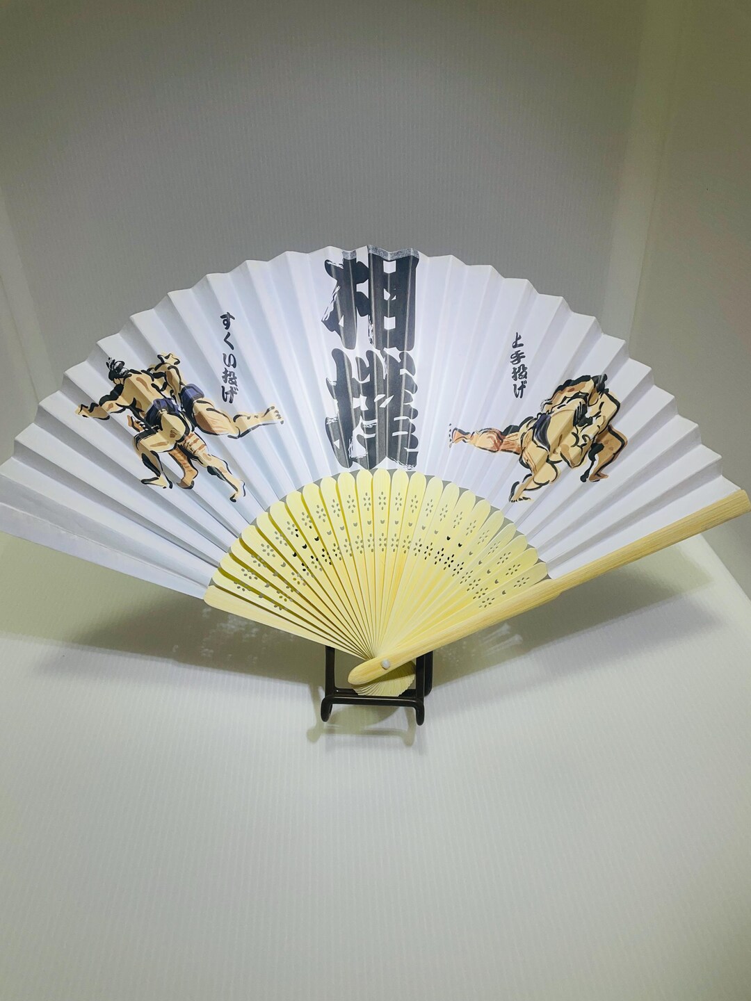 Traditional Japanese Folding Fan – Sumo Wrestler Design, A Symbol of ...